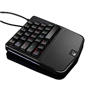 XYLXJ One-Hand Mechanical Keyboard, Wired Gaming Keyboard, 28-Key LED Backlight, Blue Switch, Ergonomic Wrist Strap, for PC Laptop