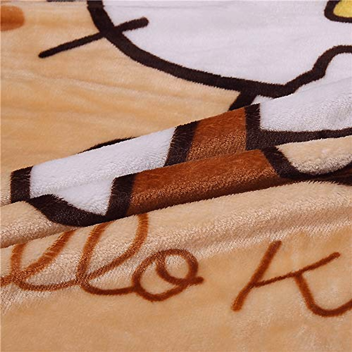 Blanket Cartoon Kitty Printing Throw Blanket Soft Cover Flannel Cozy Plush Fleece Blanket for Boys Girls Kids Toddler Baby (Larqe(55 in x 39 in))…… (Brown)…