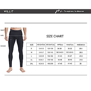 Willit Men's Active Yoga Leggings Pants Running Dance Tights with Pockets Cycling Workout Pants Quick Dry Dark Blue L