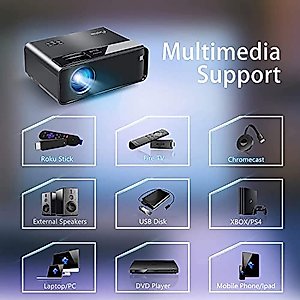 Mini Projector for iPhone, ELEPHAS 2023 WiFi Movie Projector with Synchronize Smartphone Screen, 1080P HD Portable Projector Supported 200" Screen, Compatible with Android/iOS/HDMI/USB/SD/VGA