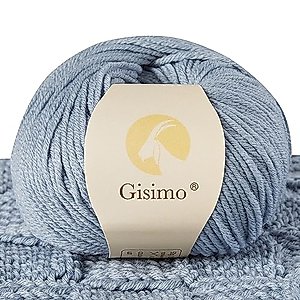 Gisimo 100% Merino Wool Yarn, 6-Ply Luxurious and Soft Yarn for Hand Knitting & Crocheting, 1.76 OZ/50g, 127 yds/116 Meters (Morandi Blue, 1 Ball)