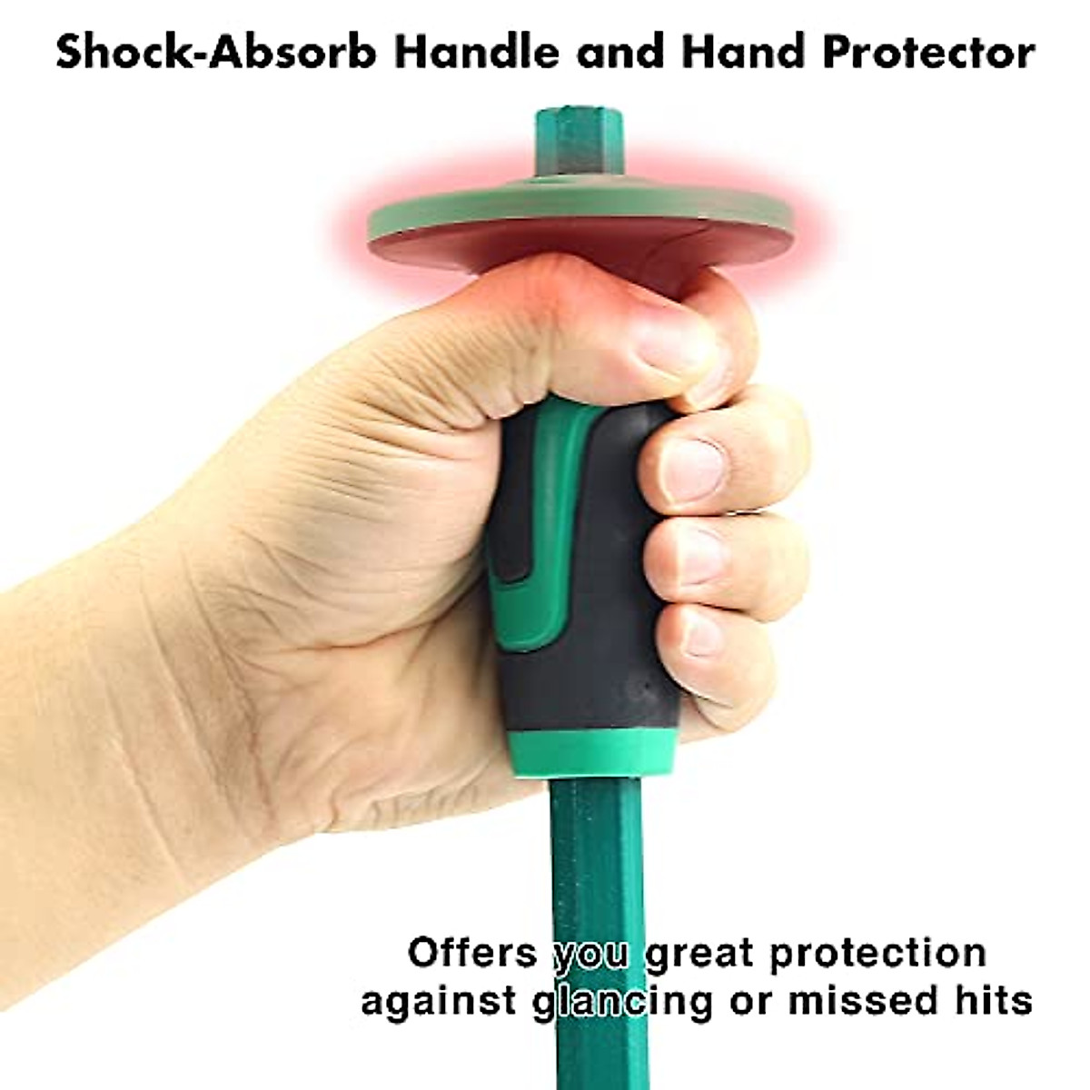 Genubi Industry Masonry Chisel With Hand Guard, 12 inches Heavy Duty Flat End Rock Concrete Mortar Stone Chisel for Demolishing Carving Splitting Breaking Hounding