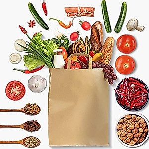 Brown Kraft Paper Bags 50Pcs 8 x 4.75 x 10 inches Haiquan Paper Bags with Handles Gift Bags for Shopping, Wedding, Retail, Party