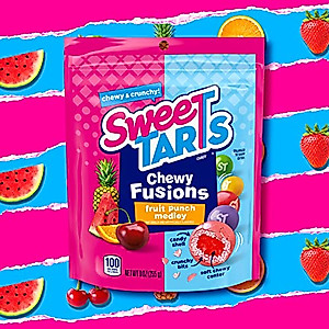 SweeTARTS Chewy Fusions Candy, Fruit Punch Medley, 9 Ounce