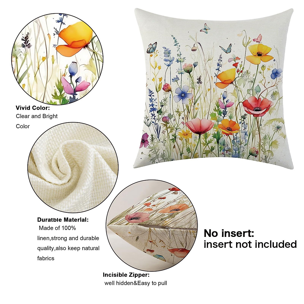 Mimkus Outdoor Waterproof Throw Pillow Covers 18x18 Set of 4 Spring Summer Floral Decorative Pillow Covers for Outdoor Couch Sofa Patio