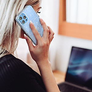 JJGoo Compatible with iPhone 13 Pro Max Case, Clear Glitter Sparkle Bling Slim Bumper Cover Soft Shockproof Phone Cases for iPhone 13 Pro Max (6.7 inch)