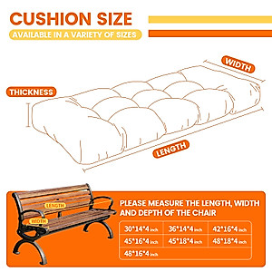 RULAER Indoor 45x16 Inch Durable Bench Cushion Outdoor Non-Slip Tufted Garden Patio Furniture Cushions Two Straps Thickened Soft Kitchen Bench Pads