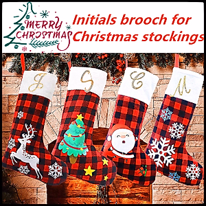 HAFILO 2 pack initial letter brooch pin for women girl 26 letters A-Z fashion brooches collar pins Gold silver (2PCS-E)