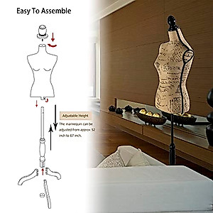 HAORUI Female Dress Form Mannequin Torso Height Adjustable Pinnable Mannequin Body with Sturdy Tripod Stand for Home Decor, Jewelry & Clothing Display (Brown)