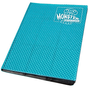 Monster 9 Pocket Trading Card Binder - Holofoil Aqua Blue Album, Anti-Theft TCG Protection w Side Loading Padded Pockets, Double Sided, Holds 360 Cards, For Sports, Gaming, Kpop, Christmas Gift