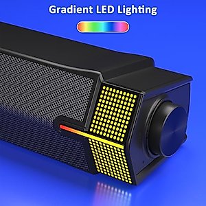 Jeecoo M20 Bluetooth Computer Speakers for PC Desktop Monitor, Gaming PC Sound Bar - Wired USB-Powered, Superb Stereo Sound, with LED Lighting - Combine/Separate to Customize Your Desk