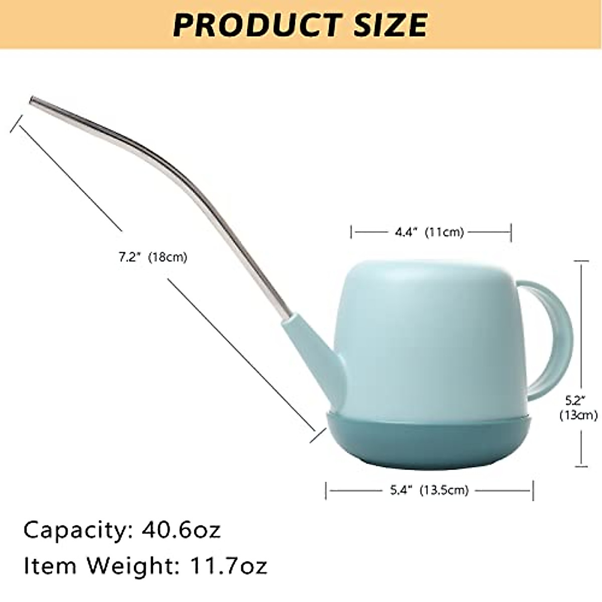 SAROSORA Nordic Watering Can for Plants Garden Flower Long Spout 1.2L Helps You Water Tiny House Plants, Succulent, Bonsai or Herb Gardens Indoor Outdoor (Blue)