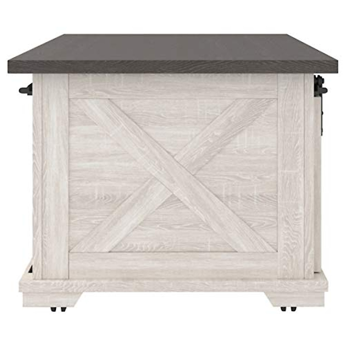 Signature Design by Ashley Dorrinson Farmhouse Coffee Table with Sliding Barn Doors, Antique White & Brown