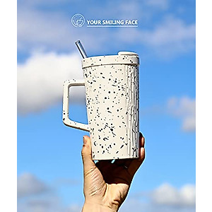 SHANYANTAOCI Large Mug Ceramic Coffee Cup with Straw, 16 oz Big Ceramic Water Cup with Lid and Straw, Tall Drinking Cup for Soda Cola Milk Juice, Unique Graduation Gifts for Birthday and Christmas