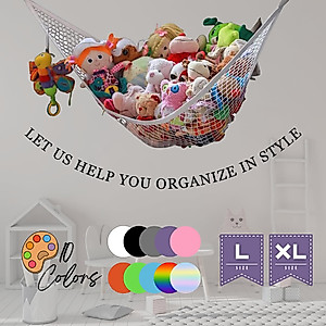 MiniOwls Toy Storage Hammock for any Room Corner. Strong and Sturdy Net for Stuffed toy Animals. Great to Keep Stuffies of the Kid's Bed. (White, X-large (Pack of 1))