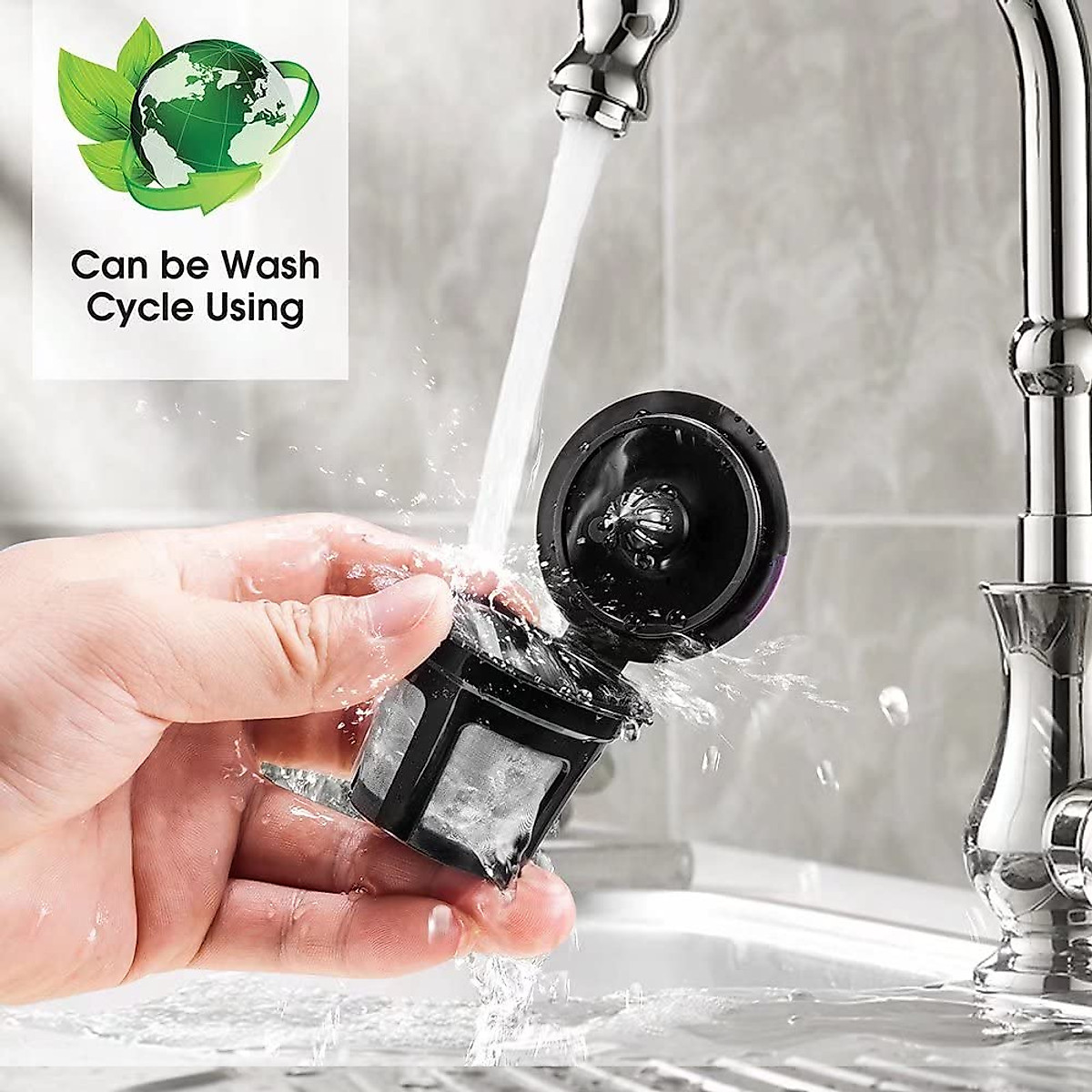 Reusable K Cups, 6 Pack Universal Fit Reusable Coffee Filters with Food Grade Stainless Steel Mesh Eco-Friendly Coffee Pods, for Keurig 1.0 and 2.0 Brewers