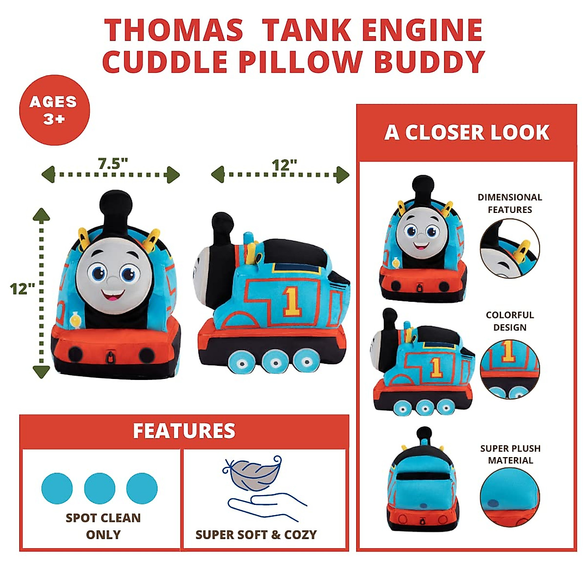 Franco Thomas & Friends Engine Train Kids Bedding Super Soft Plush Cuddle Pillow Buddy, (Officially Licensed Product)