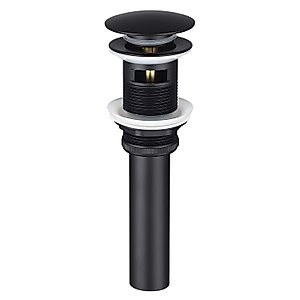 BESTILL Bathroom Vessel Sink Drain Stopper, Push Pop Up Drain with Overflow, Matte Black