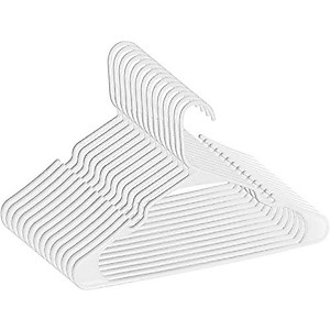 Zoyer Plastic Hangers (50 Pack, White)- Durable Clothes Hangers- Space Saving Shirt Hangers- Slim Coat Hangers- Suit Hangers