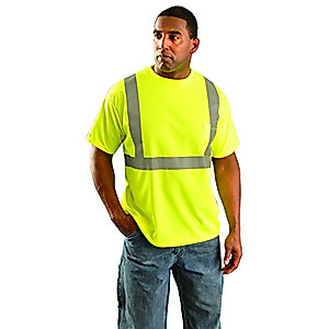 OccuNomix LUX-SSETP2B-Y2X Classic Standard Short Sleeve Wicking Birdseye T-Shirt with Pocket, Class 2, 100% ANSI Wicking Polyester Birdseye, 2X-Large, Yellow (High Visibility)