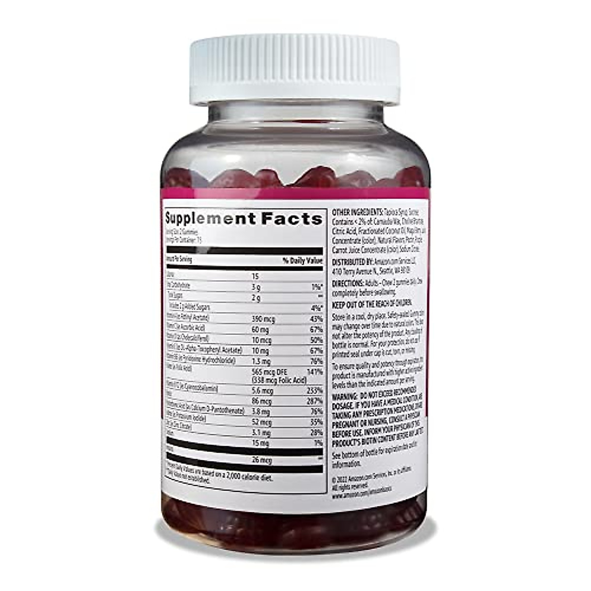 Amazon Basics Adult Multivitamin, 150 Gummies, 75-Day Supply, Mixed Berry & Cherry (Previously Solimo)