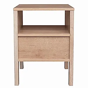 Decor Therapy Piper 20" Side Rattan Storage Drawer Accent Table, Blondewood