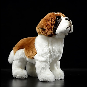 ZHONGXIN MADE Simulation Saint Bernard Dog Plush Toy - Realistic 12" Standing Soft Saint Bernard Pet Dog Stuffed Animal Puppy Model Toy, Unique Plush Gift Collection for Kids Birthday, Home Decor