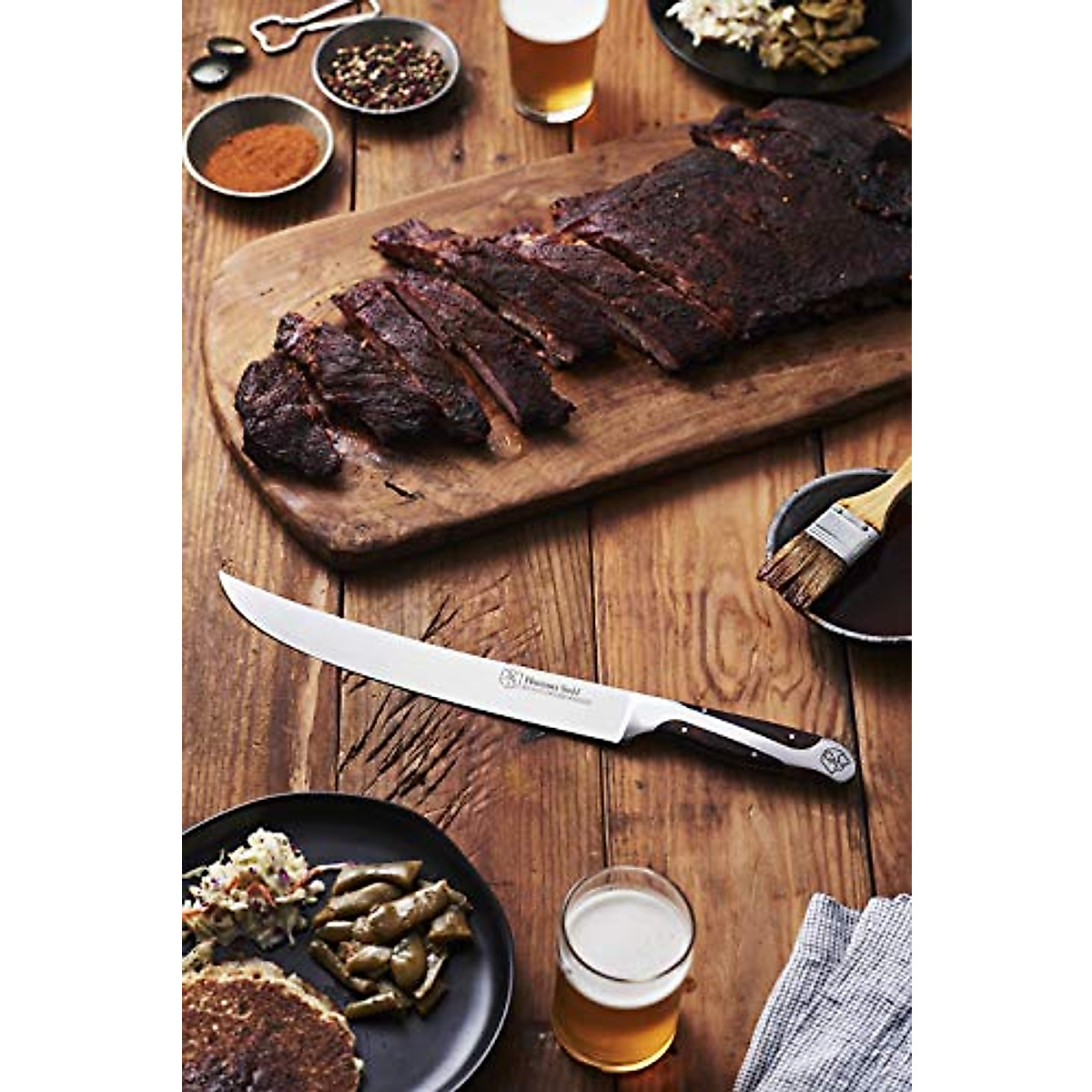 Hammer Stahl 10-Inch Scimitar, X50CrMoV15 Forged German High Carbon Steel Meat Knife with Quad-Tang Pakkawood Handle - Butcher's Breaking Cimitar Knife