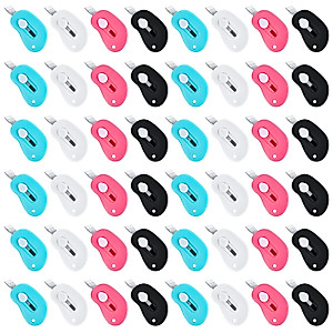 48 Pcs Mini Retractable Utility Knife Cute Style Box Cutter Back to School Supplies Portable Utility Pocket Knife Opener Letter Openers for Students Office School Class Stationery DIY Crafts