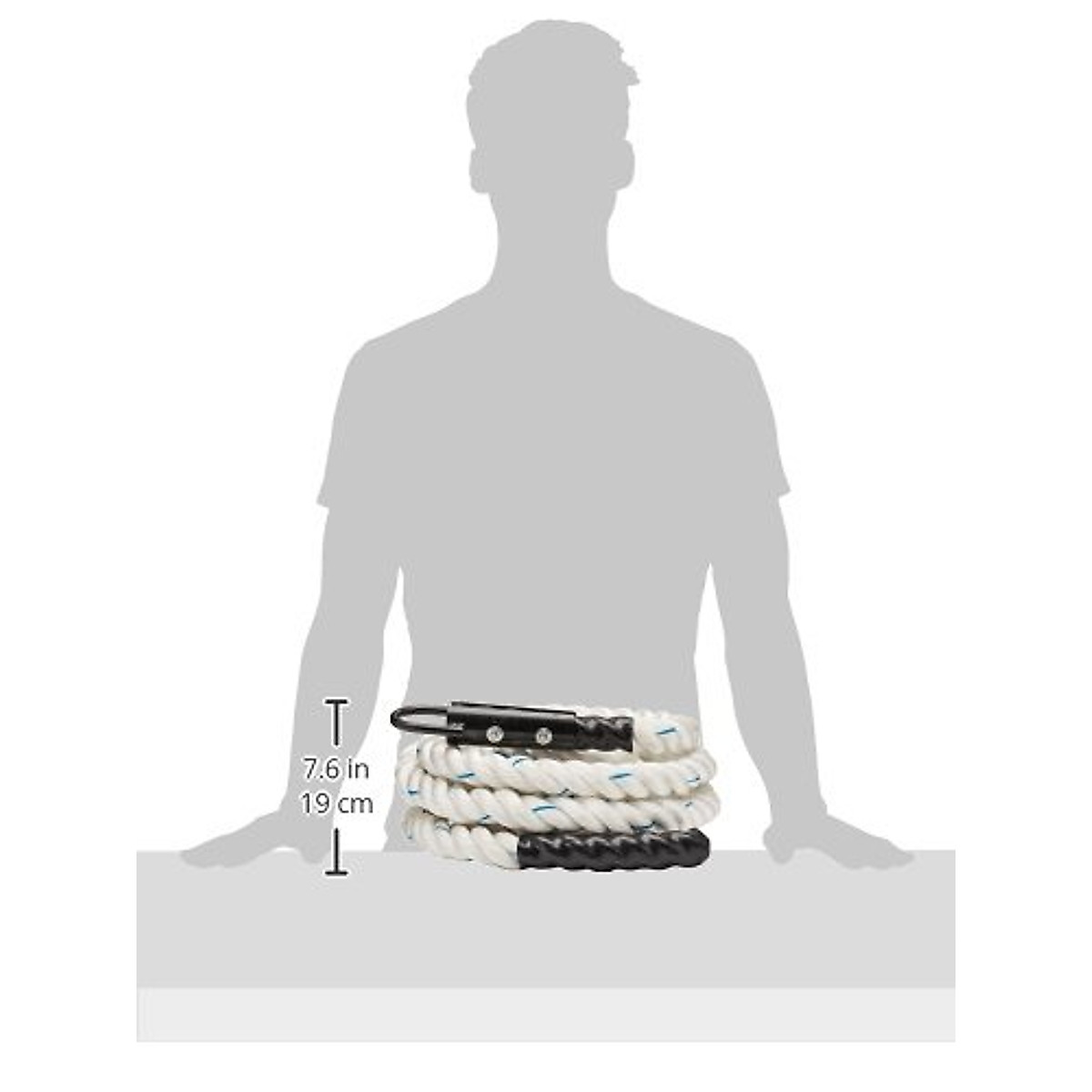 1.5 inch Polydac Gym Climbing Rope, White - Fitness Equipment with Carabiner Eyehook for Physical Education and Gym Class, Strength Training, Coaching, Student Athletes, or Home Workouts (15')