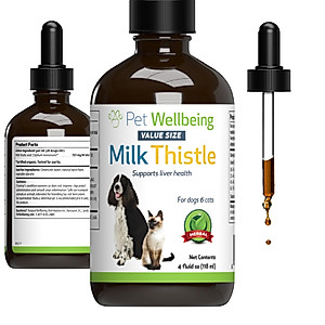 Pet Wellbeing Milk Thistle for Dogs & Cats - Supports Liver Health, Protects Liver - Glycerin-Based Natural Herbal Supplement - 4 oz (118 ml)
