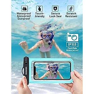 Universal Waterproof Phone Pouch - Waterproof Case for iPhone 14 13 12 11 Pro Max XS Plus Samsung Galaxy Cellphone Up to 7.0"， IPX8 Waterproof Cellphone Dry Bag Beach Vacation Essentials-2 Pack