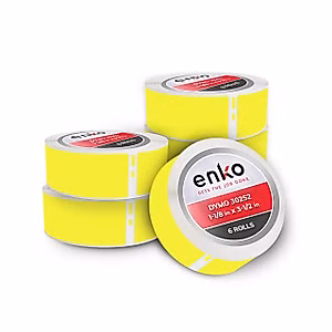 enKo [6 Rolls, 2100 Labels] Address, Shipping & Barcode Labels 30252 - Yellow (1-1/8" x 3-1/2") Compatible for Dymo LabelWriter & Rollo Printer