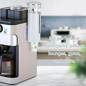 Cup Dispenser, Wall Mount Water Cooler Cup Dispenser fits 4-7 oz Disposable Paper and Plastic Cups, Pull Type Cup Holder for Bathroom, Office, Break Room, Gym, White