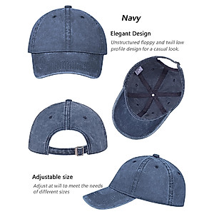 3 Pack Vintage Washed Cotton Adjustable Distressed Baseball Caps Men Women Summer Unstructured Soft Low Profile Blank Plain Ball Cap Outdoor Workout Fitness Sport Running Dad Hat Black Green Navy