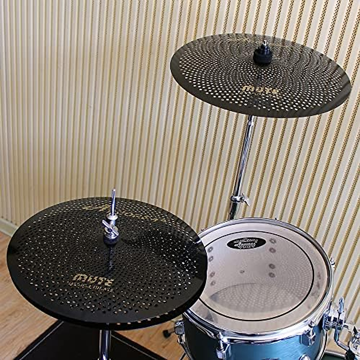 Arborea Low Volume Cymbal Pack Black 14"hi-hat+16"crash+18"crash+20"ride 5 Pieces Practice Mute Cymbal Set for Drums