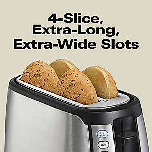 Hamilton Beach Extra Wide Slot Toaster with Shade Selector, Bagel, Keep Warm and Defrost Settings, Auto-Shutoff and Cancel Button, 4 Slice, Stainless Steel