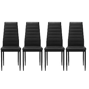 Wycian Kitchen Chair High Chair Seat, Boho Accent Chair 4PCS Black Pu Capacity 280LB 16.5" L 16" W 38.58" H Living Room Bedroom Dining Rooms Garden