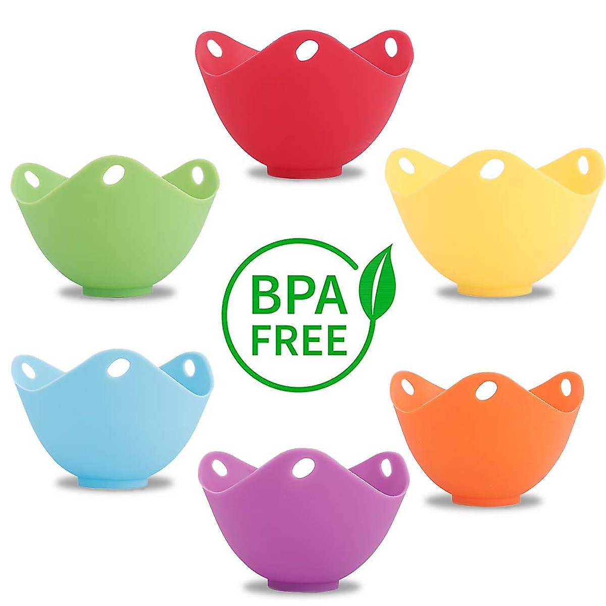 Amabest 6pcs Egg Poacher with Stand Design FDA Mini Silicone Egg Poacher Cups Egg Cooker No BPA Egg Bites Molds Poached Egg Maker Cups, for Microwave, Egg Poacher Pan, Egg Cookware, Stovetop