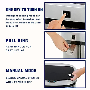 13 Gallon 50 Liter Garbage Can Automatic Kitchen smart motion sensor Trash Motion Sensor Automatic Closure & Opening Touchless Garbage Bin Anti-fingerprint Mute Designed Trash Bin for Office Bedroom Bathroom (Silver2)