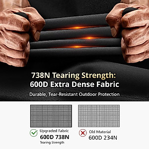 QH.HOME Fire Pit Cover Square Super Waterproof, 44" L x 44" W x 24" H Outdoor Firepit Table Cover 600D Strong Tear Resistant, UPF 50+ Fire Pit Cover Fading Resistant for Square Fire Pit - Black