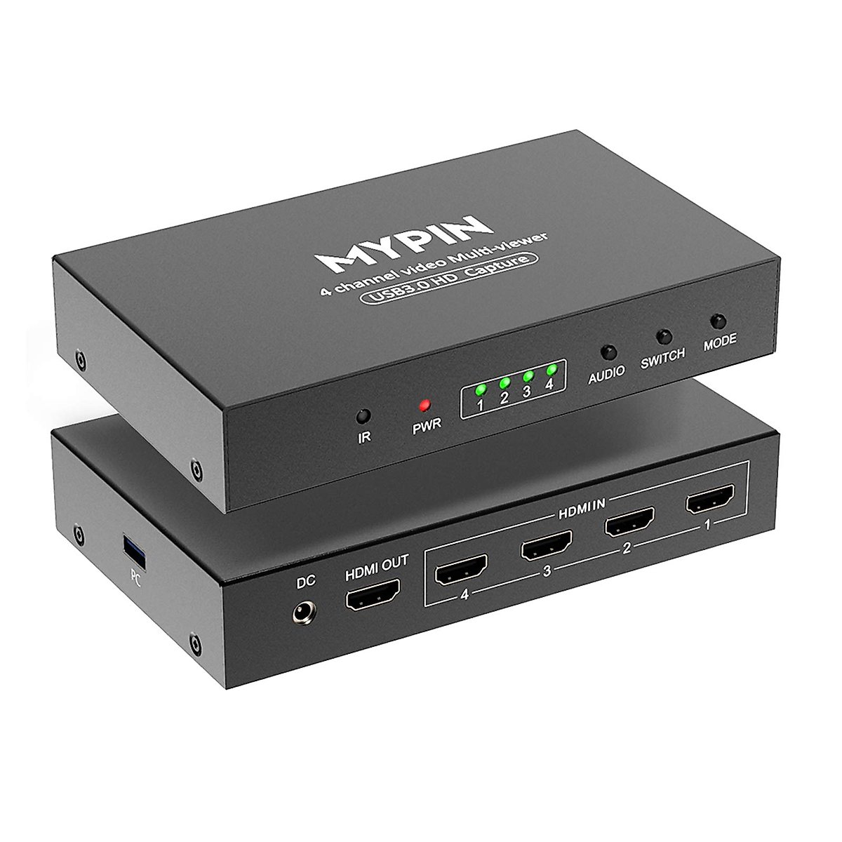 USB3.0 HDMI Video Capture Card, 4-Channel 1080P@60fps HDMI Game Caputre for Multi-Channel Live Streaming with Loop Out for Xbox One/ PS4/ Wii U/Nintendo Switch