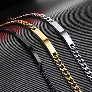 MeMeDIY 2 Pcs Personalized Couple Bracelets Set Custom Engraving Name/Date/Coordinates for Boyfriend Girlfriend Stainless Steel Adjustable Love Matching Relationship Valentine's Gift(Silver Color)