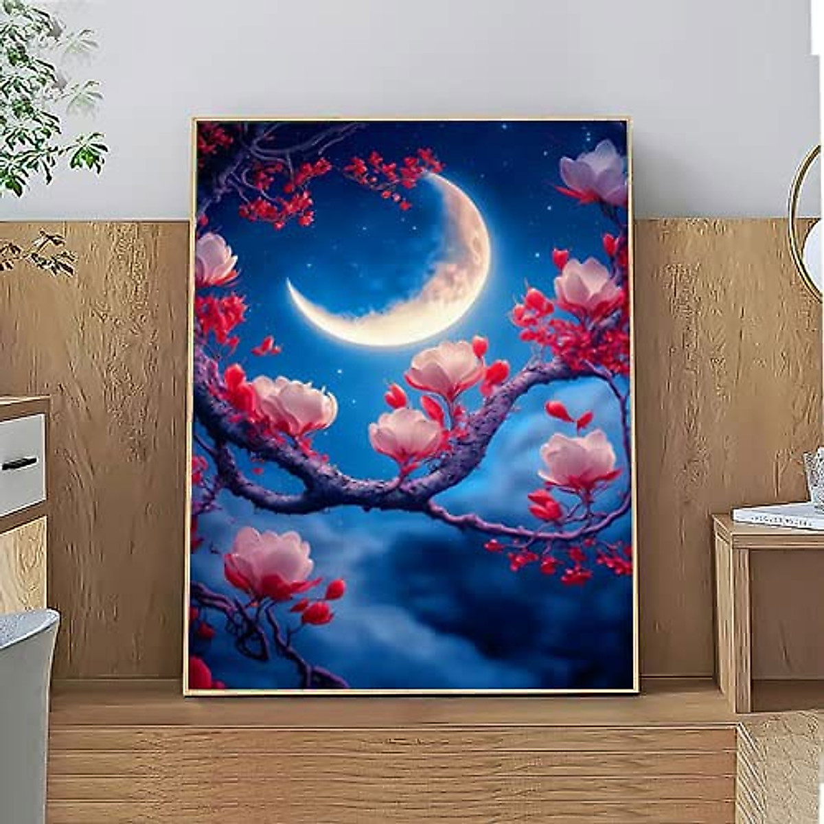 Lunyloer Diamond Painting, 5D Moon Diamond Painting Art Kits for Adults, DIY Full Drill Diamond Dots Paintings Picture Arts Embroidery Craft Kits for Home Wall Art Decor 12 X 16 Inch