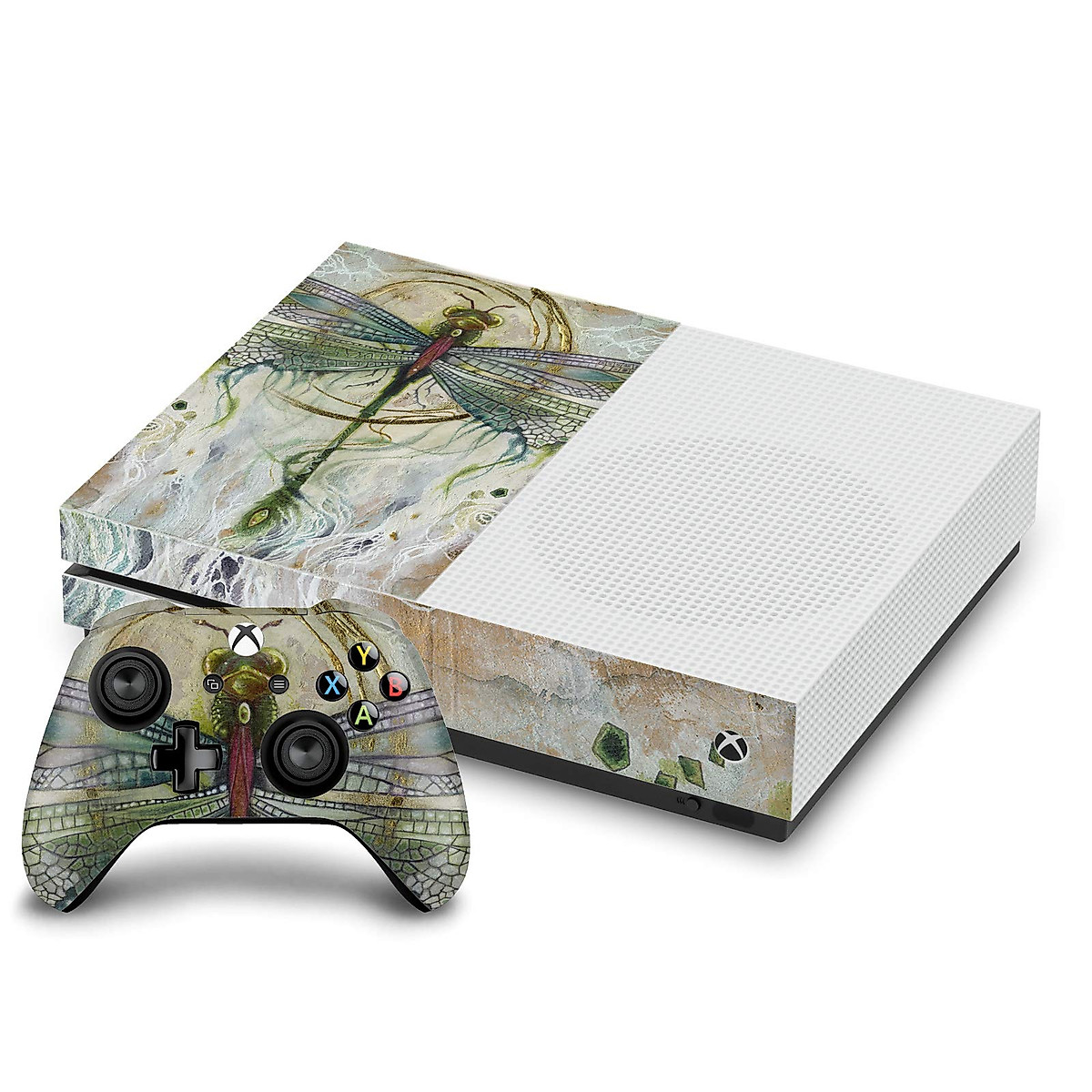 Head Case Designs Officially Licensed Stephanie Law Damselfly 2 Art Mix Vinyl Sticker Gaming Skin Decal Cover Compatible With Xbox One S Console and Controller Bundle