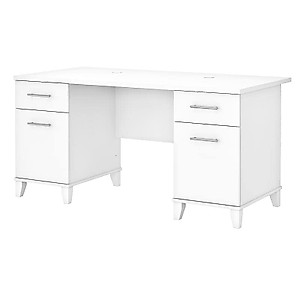 Bush Furniture Somerset 60W Office Desk with Drawers in White