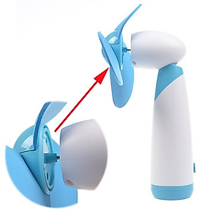 Ogrmar Mini Handheld Fan Personal Fan Battery Soft Foam Blades Powered for Home and Travel 2PC Blue (2)