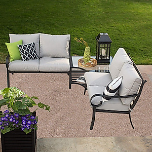 Ambiant Broadway Collection Pet Friendly Indoor Outdoor Area Rugs Black - 5' Square, Stain & Fade Resistant, Easy Care, Pet & Kids Friendly, Made in USA, Perfect for Weddings & Everyday Use!