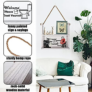 OFIDELITY Bathroom Wall Shelf Over Toilet, 2 Tier Rustic Wooden Bathroom Decor Organizer for Toilet Paper Holder Storage, Restroom Storage Shelves, Bottles Towel Organiser Rack (Seat&Bath)