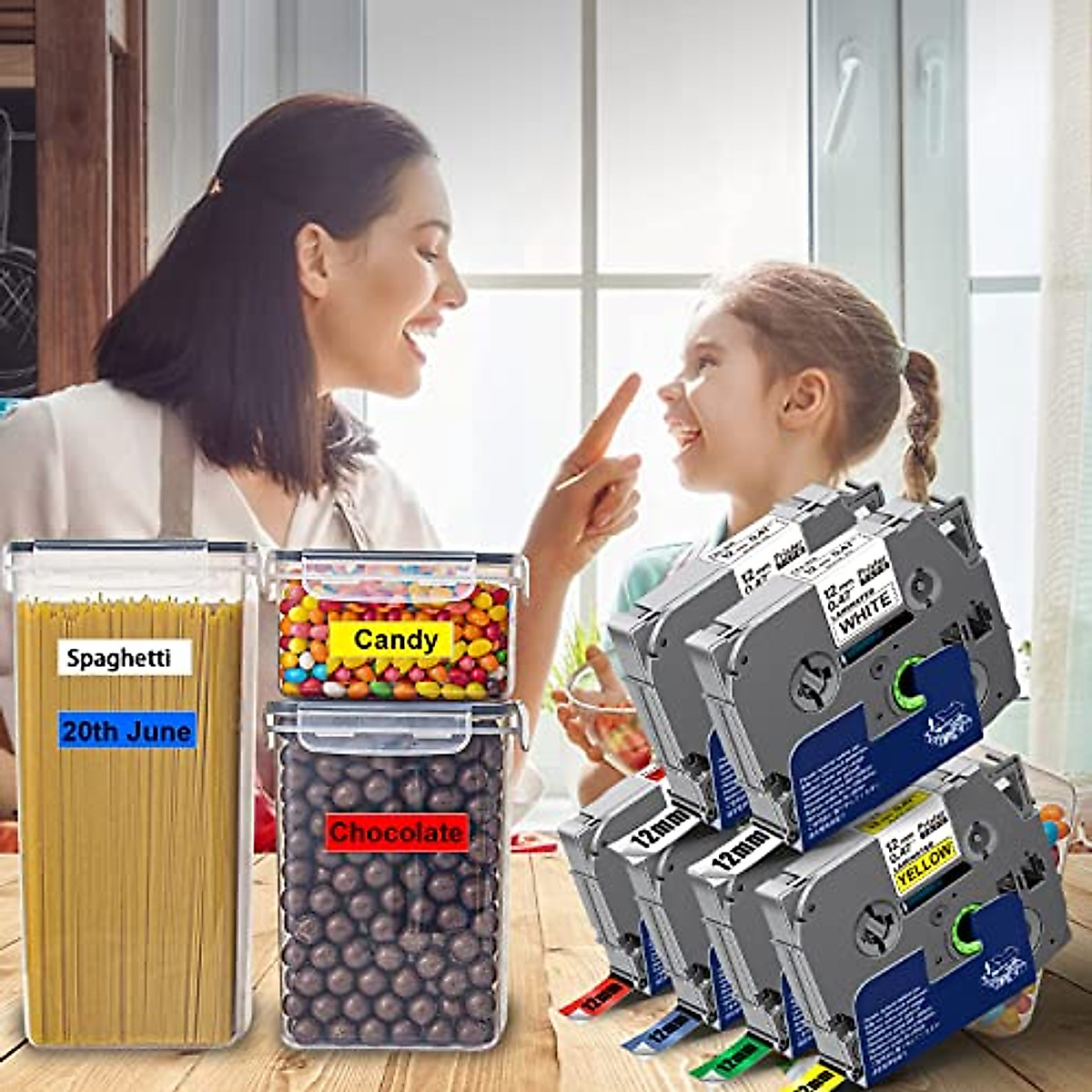 6X Compatible Label Tape for Brother TZe-231 TZ-231 TZe-431 TZe-531 TZe-631 TZe-731 TZe 12mm 0.47 Laminated Label Maker Tape for Brother PT D220 D210 D600 D215e H111 H110 D200 P700 H100 2040 1280